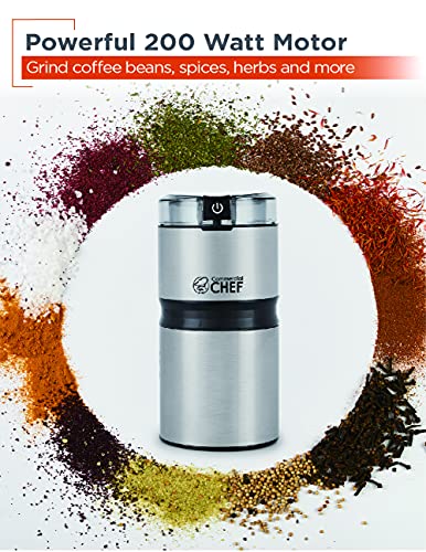 Electric Coffee Grinder Spice Grinder - Stainless Steel Blades Grinder for Coffee Bean Seed Nut Spice Herb Pepper, Brushed Stainless Steel Texture and Transparent Lid