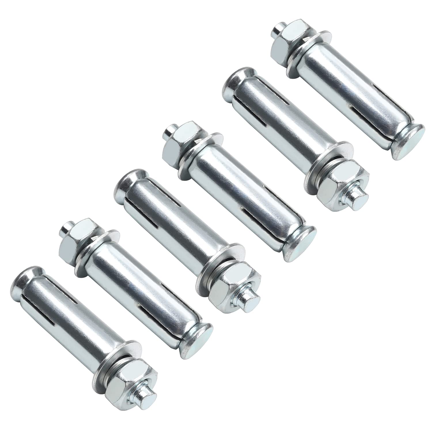 MroMax M8x60mm Zinc Plated Carbon Steel Expansion Bolts Hex Nuts Sleeve Anchor Fastener for Fence Home Installation Air Conditioning 10pcs