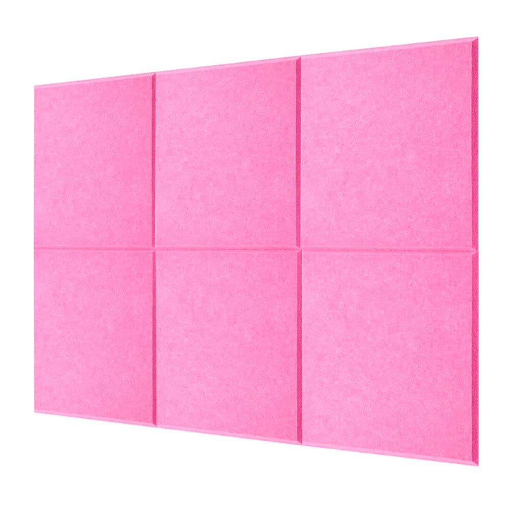 12 Pack Acoustic Foam Panels, 12" x 12" x 0.4" Studio Soundproof Foam Panels | Wall Noise Canceling Dampening Absorbing Barrier Padding Pads | Studio Ceiling Bedroom, Flameproof Non-Stick (Pink)