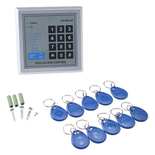 AGPTEK RFID Door Access Control System Kit, Home Security System with 280kg 620LB Electric Magnetic Lock 110-240V AC to 12v DC 3A 36w Power Supply Proximity Door Entry keypad 10 Key Fobs EXIT Button