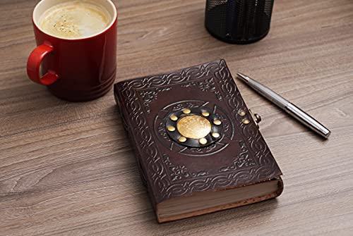 A5 Book of Shadows Travel Leather Journal Notebook, Supernatural Spellbook, Writing Diary With Lock