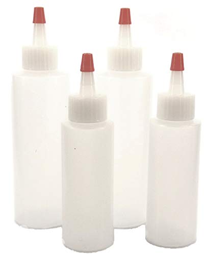 4 Pack Combo (2 Each: 4 Oz, 2 Oz) Mini Squeeze Bottles - Food Grade Translucent BPA-Free LDPE w Yorker Cap for Arts, Crafts, Glue, Icing, Sauce, Condiments, Cake Decorating 60mL 120mL