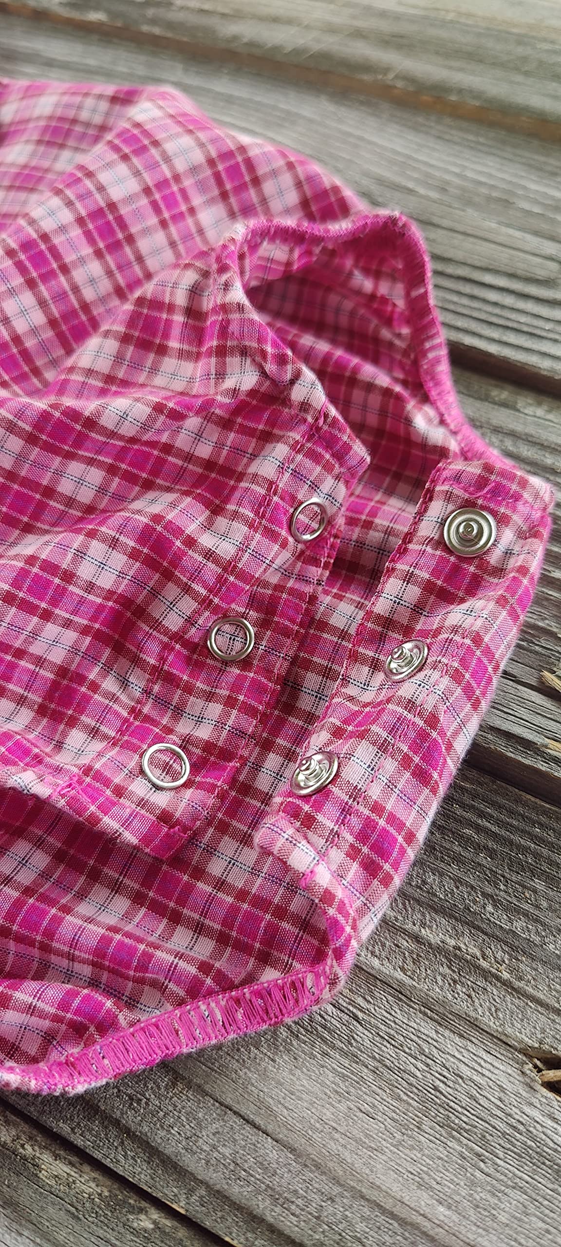 4Rodeo Baby Toddler Western Pink Plaid Cowboy Bodysuit Shirt (9-12 Months)