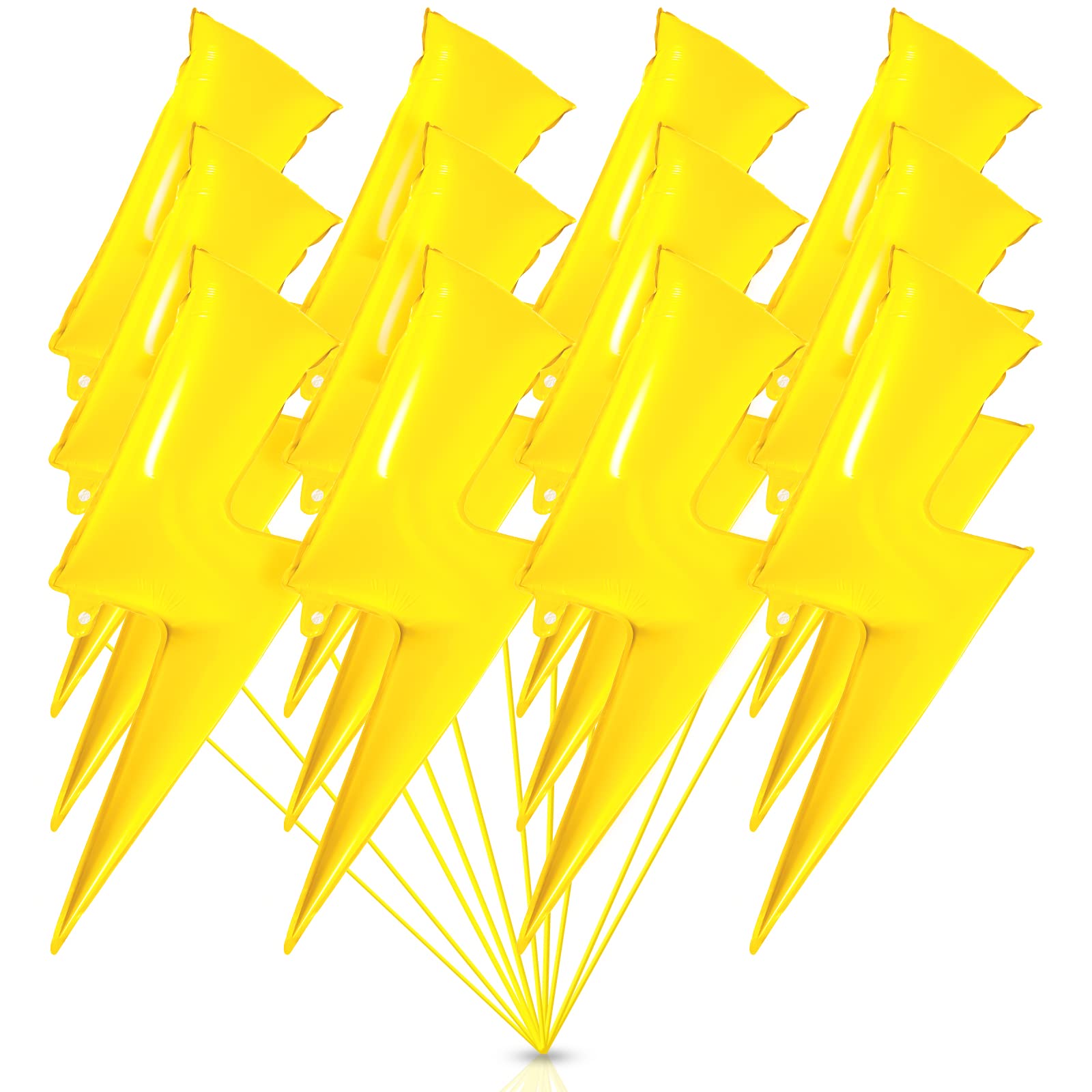 12 Pieces Yellow Flash Balloons 36 Inch Lightning Bolt Party Balloons Foil Flash Party Decorations Stylish Lightning Bolt Balloon for Birthday Party Supplies Wedding Decoration