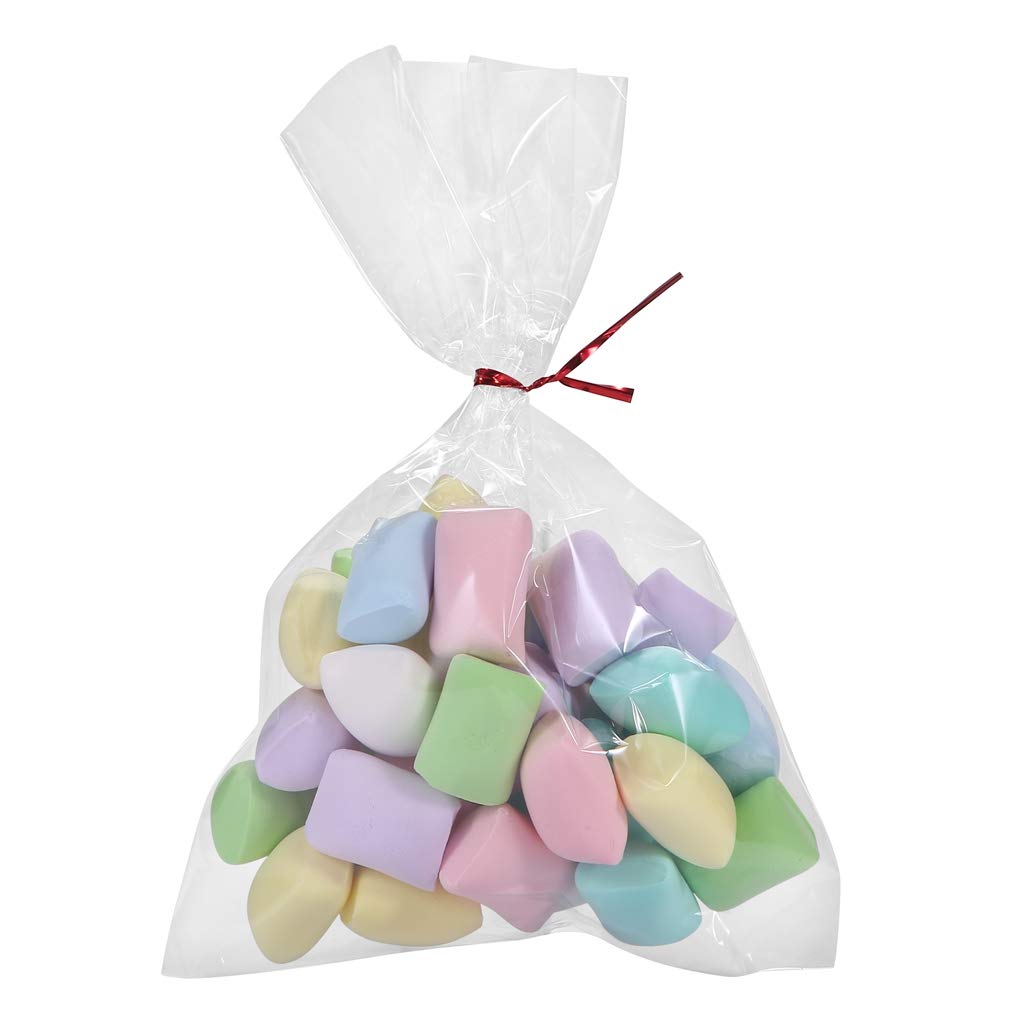 200 Clear Treat Bags 6x9 with 4" Twist Ties 6 Mix Colors - Thick OPP Plastic Cello Bags for Wedding Cookie Birthday Cake Pops Gift Candy Buffet Supplies (6'' x 9'')