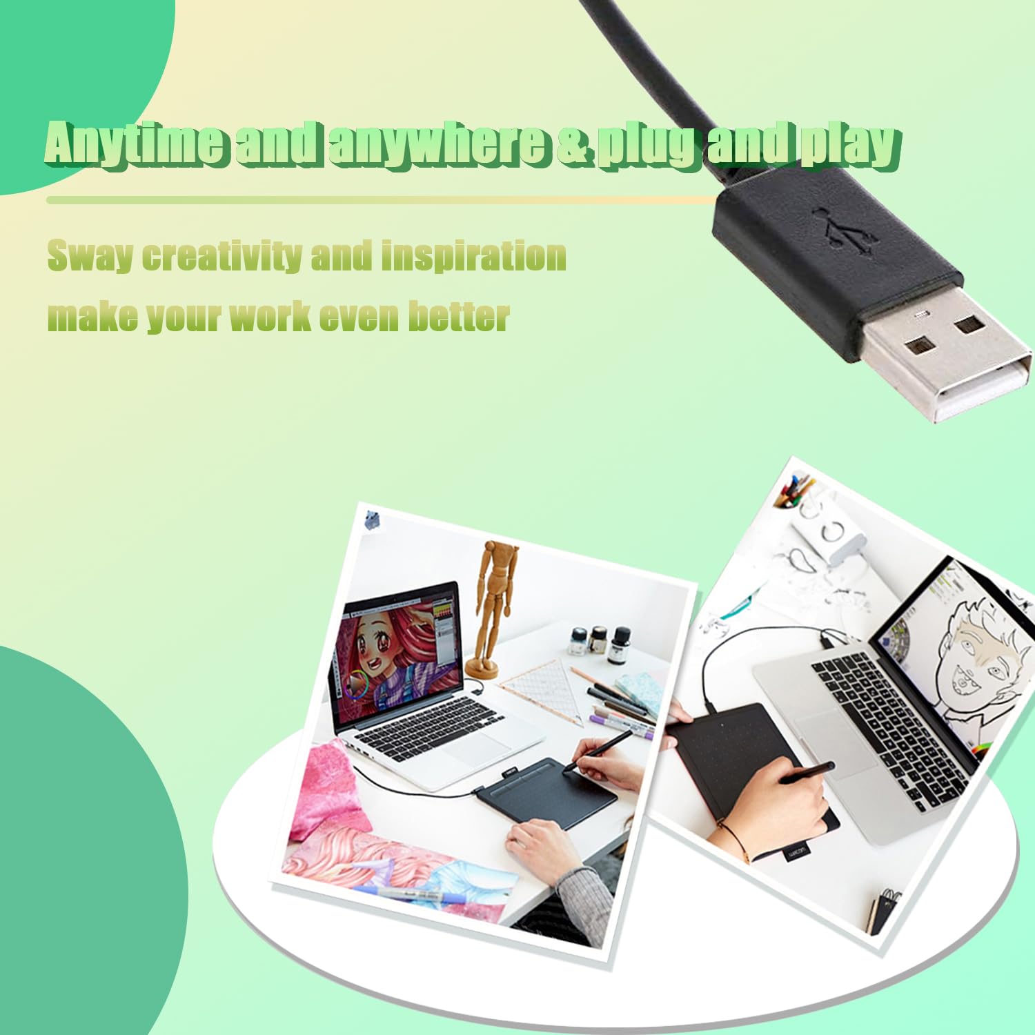 Adhiper CTL471 USB Charging Cable Replacement Data Sync Power Supply Cord Compatible with Wacom-Intuos CTL480 CTL690 CTH480 CTH680 CTH690 and Wacom Bamboo CTL470 CTL671 CTL680 CTH470 (Black)