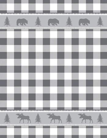 Adirondack Lodge White Plaid with Bears Soft Coral Fleece Throw Blanket 70 x 90