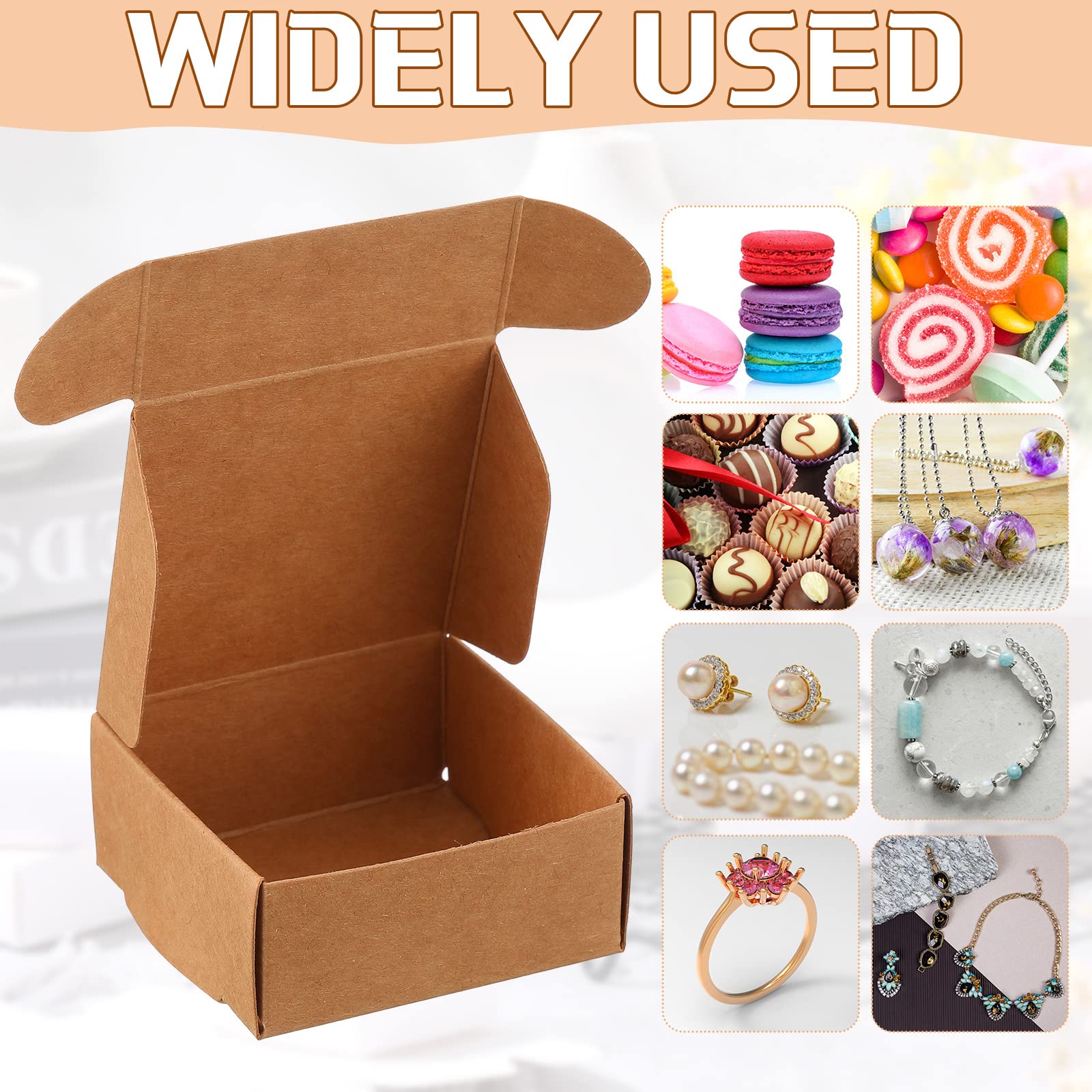 200 Pcs Small Kraft Paper Gift Boxes 2.16'' x 2.16'' x 0.98'' Bulk Gift Boxes with Lid Mini Bracelet Boxes for Jewelry Tiny Wrap Boxes Small Cardboard Boxes for Favor Ornaments Earring (Kraft Color)