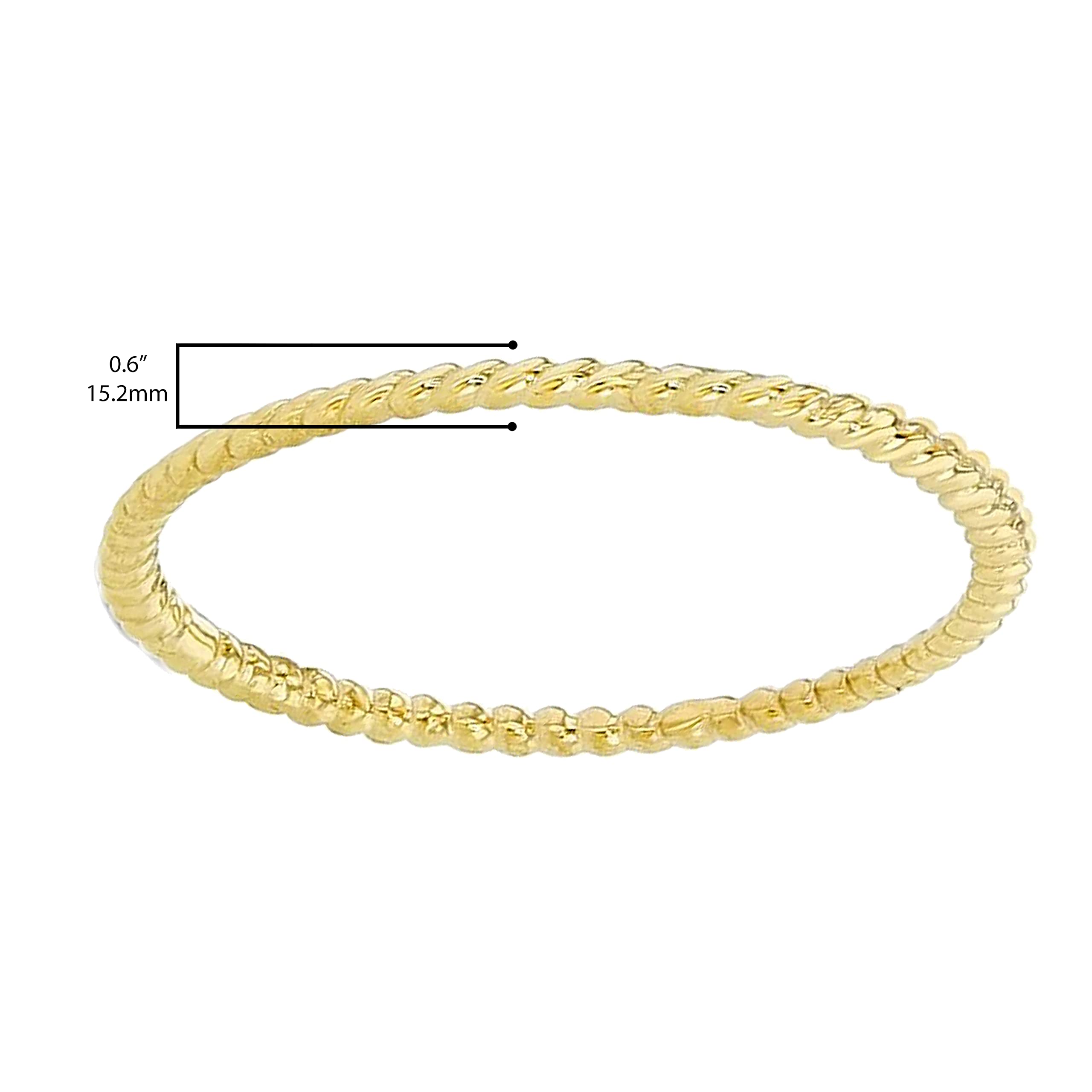 10K Yellow Gold Dainty Stackable Rope Cable Design Thin Slender Band Ring - Size 8
