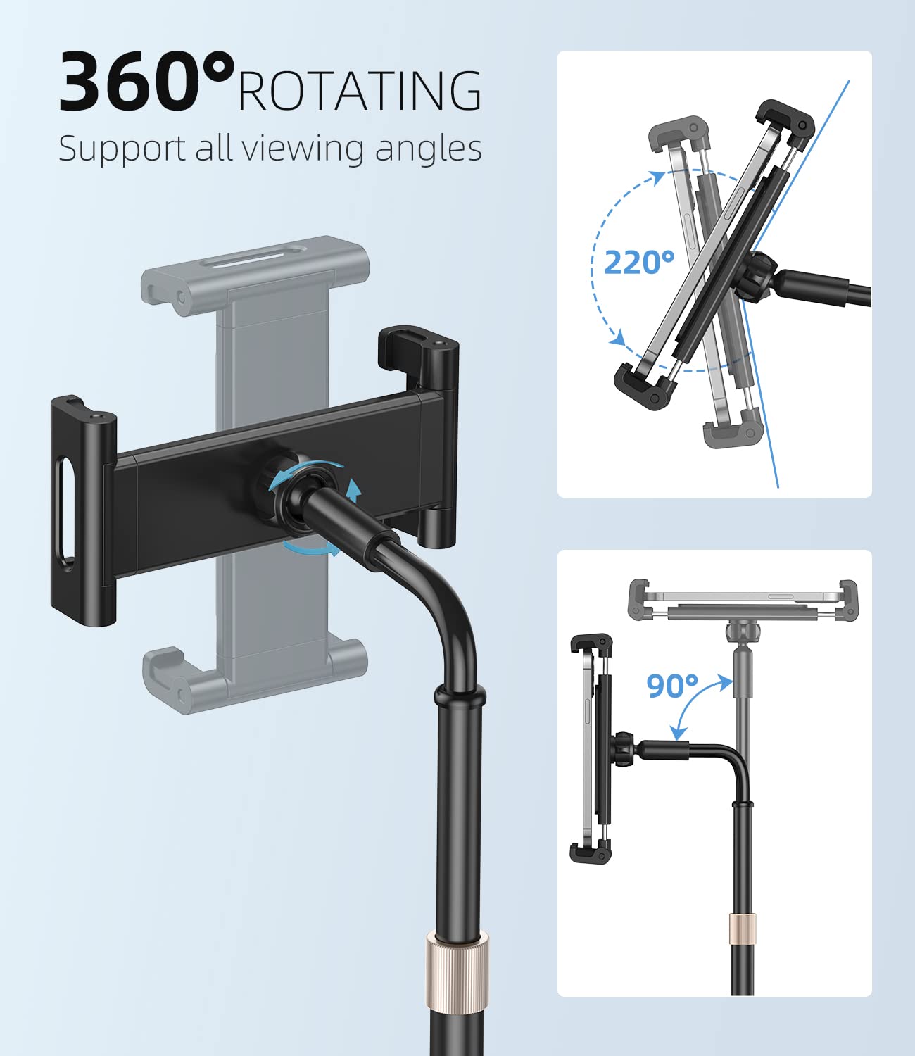 AHK Tablet Stand Holder, Angle Height Adjustable Tablet & Phone Stand for Desk, Thick Case Friendly iPad Holder Stand Compatible with(4.7-12.9") iPad, ipad Pro 12.9, Air Mini 4, iPhone, Kindle, Switch