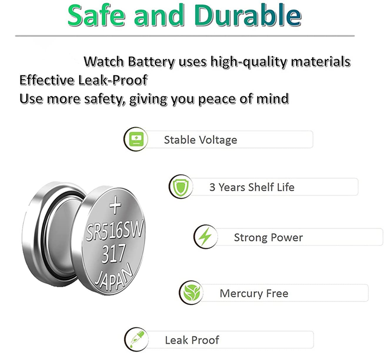 KaPonsec SR516SW 317 1.5V Silver Oxide Watch Battery 10 Count