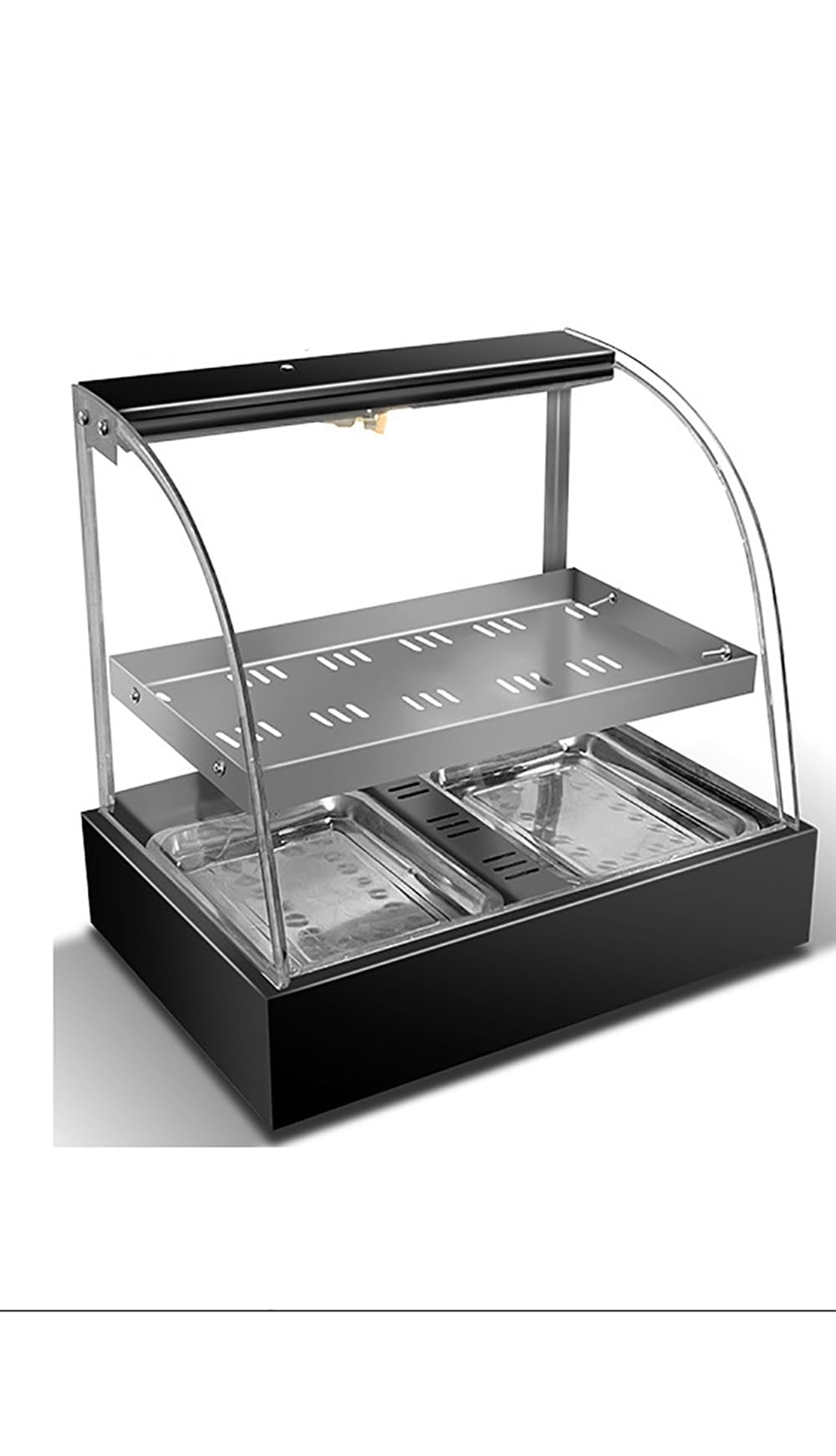 18" Commercial Food Warmer Display Pizza Warmer, 2-Tier Electric Countertop Food Warmer Pastry Display Case for Buffet Restaurant