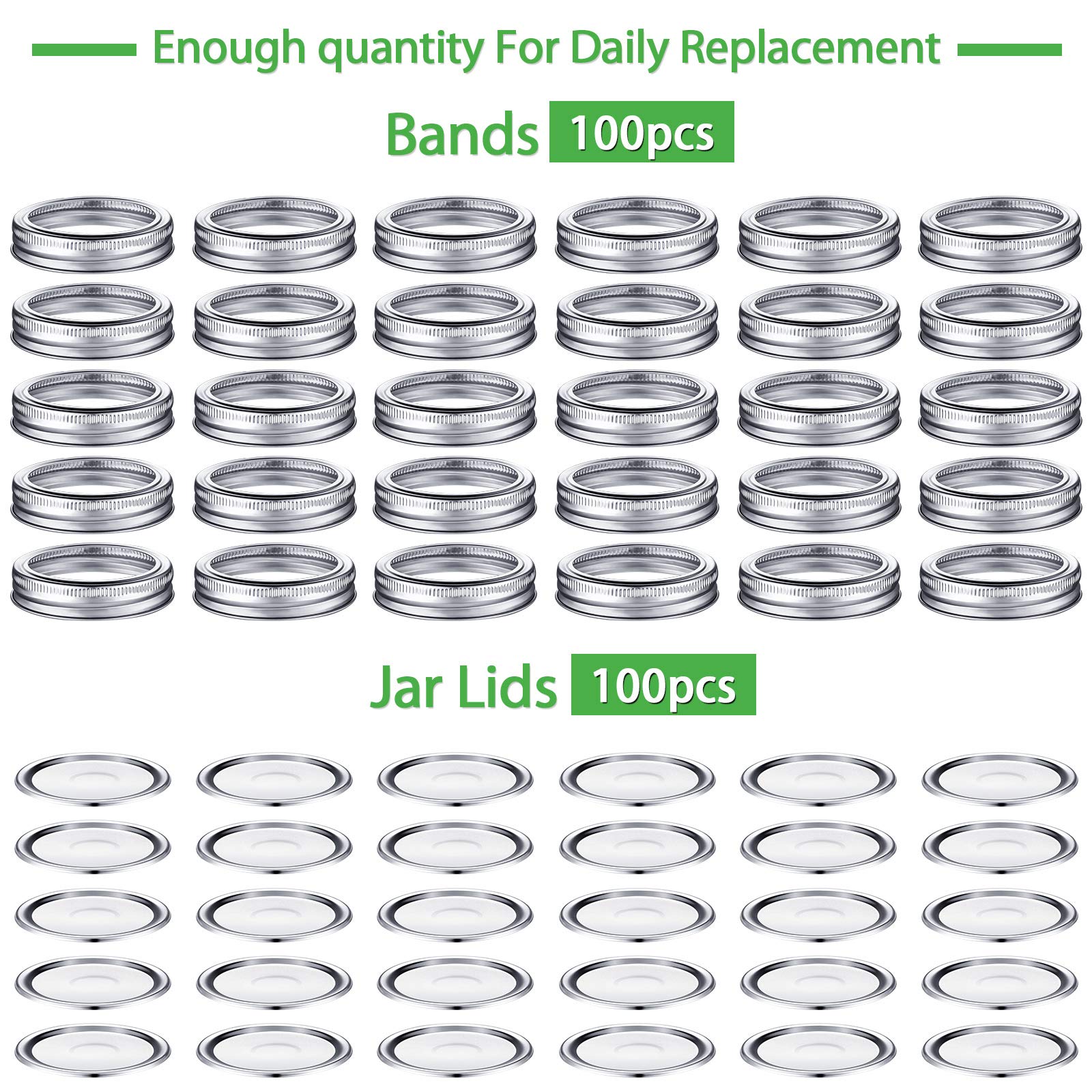 200 Pieces 70 mm Regular Mouth Canning Jar Lids and Bands Silicone Canning Lids with Silicone Seals Rings Split-type Leak Proof Canning Jar Caps