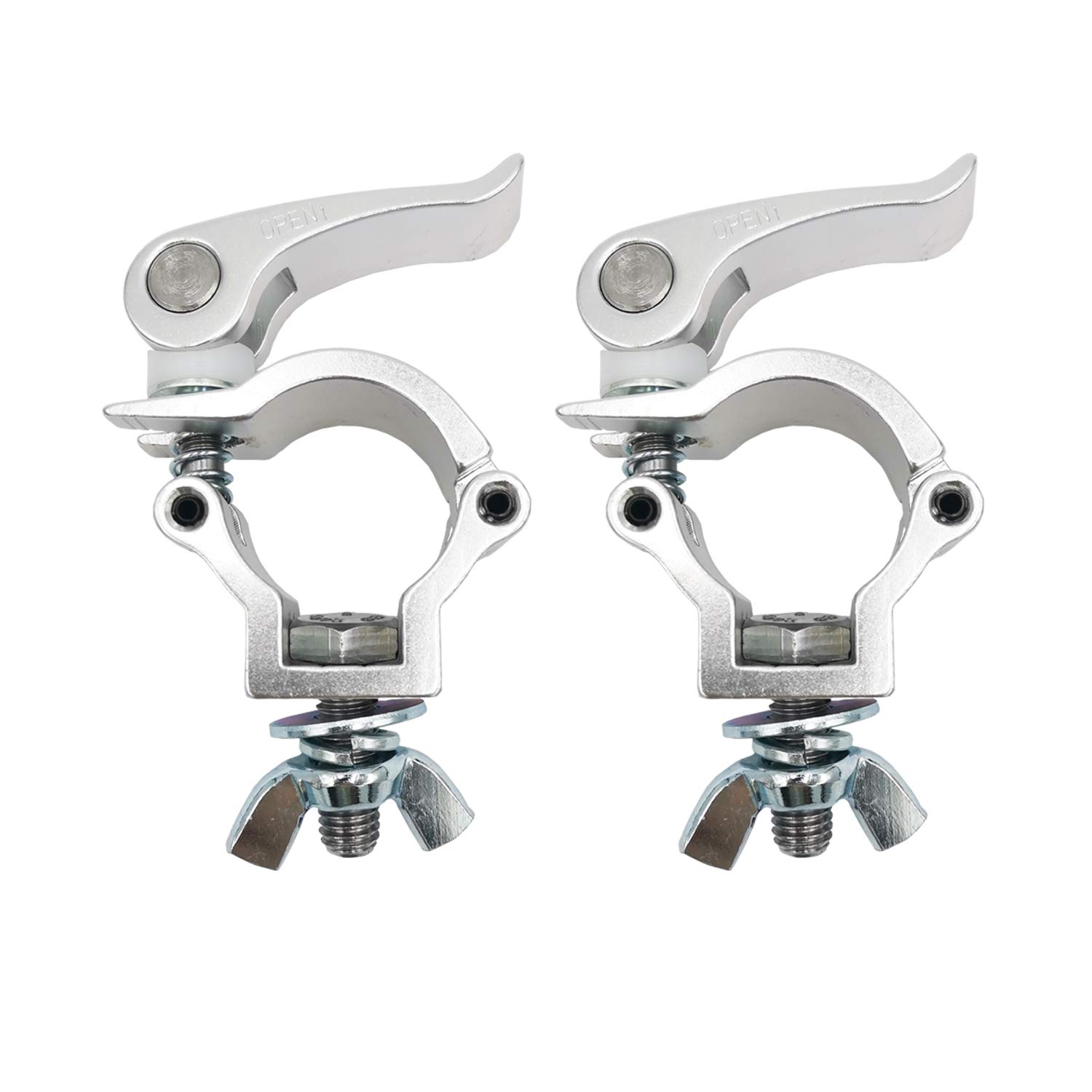 2 Pack Quick Release DJ Stage Lighting Truss Clamp OD Tubing Pipe 1-1/4-1-3/8 inches 32-35mm Heavy Duty 165 Lbs TUV Aluminum Alloy for Moving Head Light Par Light Spotlight