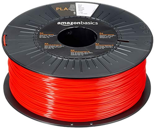 Amazon Basics PLA 3D Printer Filament, 1.75mm, Red, 1 kg Spool