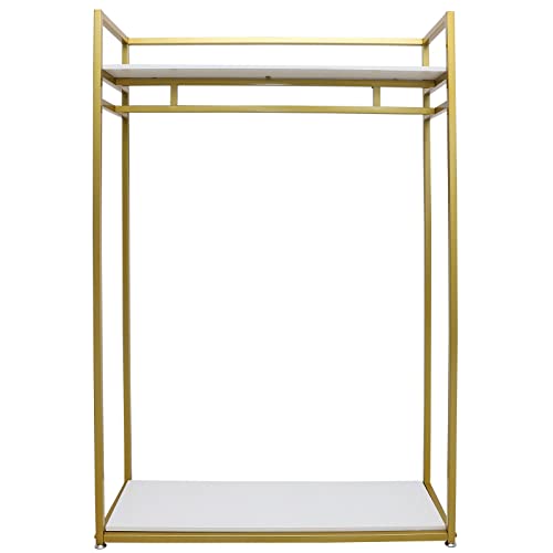 2 Tier Gold Clothes Storage Stand Rack Clothes Display Rack Heavy Duty Metal Closet Organizer Large Capacity Garment Rack with Hanging Rods for Wedding Bedroom Store Clothing Organizer(180 cm)