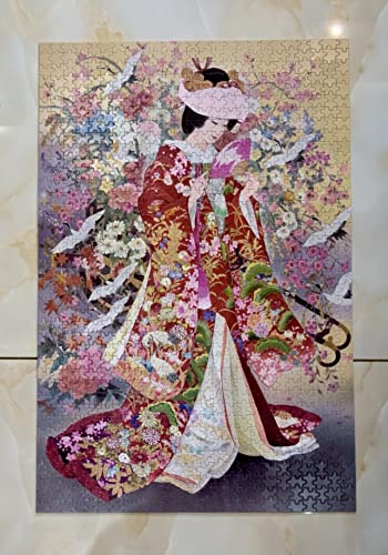 Funnybox Red Kimono Bride by Haruyo Morita- Wooden Jigsaw Puzzles 1000 Piece for Teens and Family