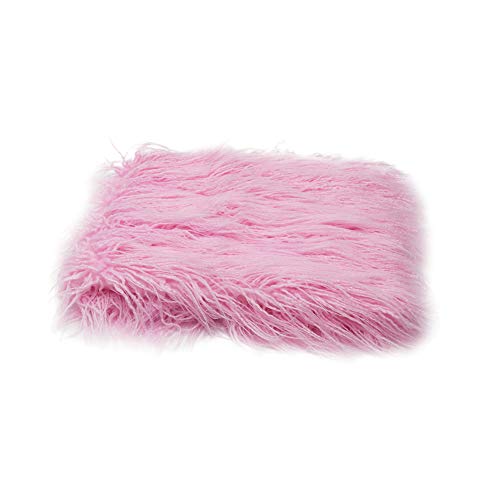 CALIDAKA Baby Photo Props Blanket,Newborn Faux Fur Photography Basket Stuffer Rug,Beanbag Background Backdrop Mat (Pink)