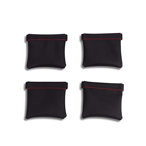 4 Pieces of Earphone Pouch PU Leather Headphone Storage Bag Headphone Protection Pouch, with Snap Spring Closure for Portable Carrying Storing Headphones