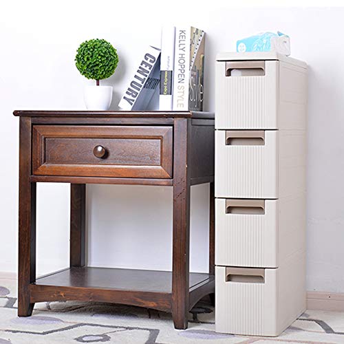 4 Storage Drawer Rolling Cart Organizer and Storage,Plastic Unit on Wheels Narrow Slim Bathroom Storage Cabinet Organizer