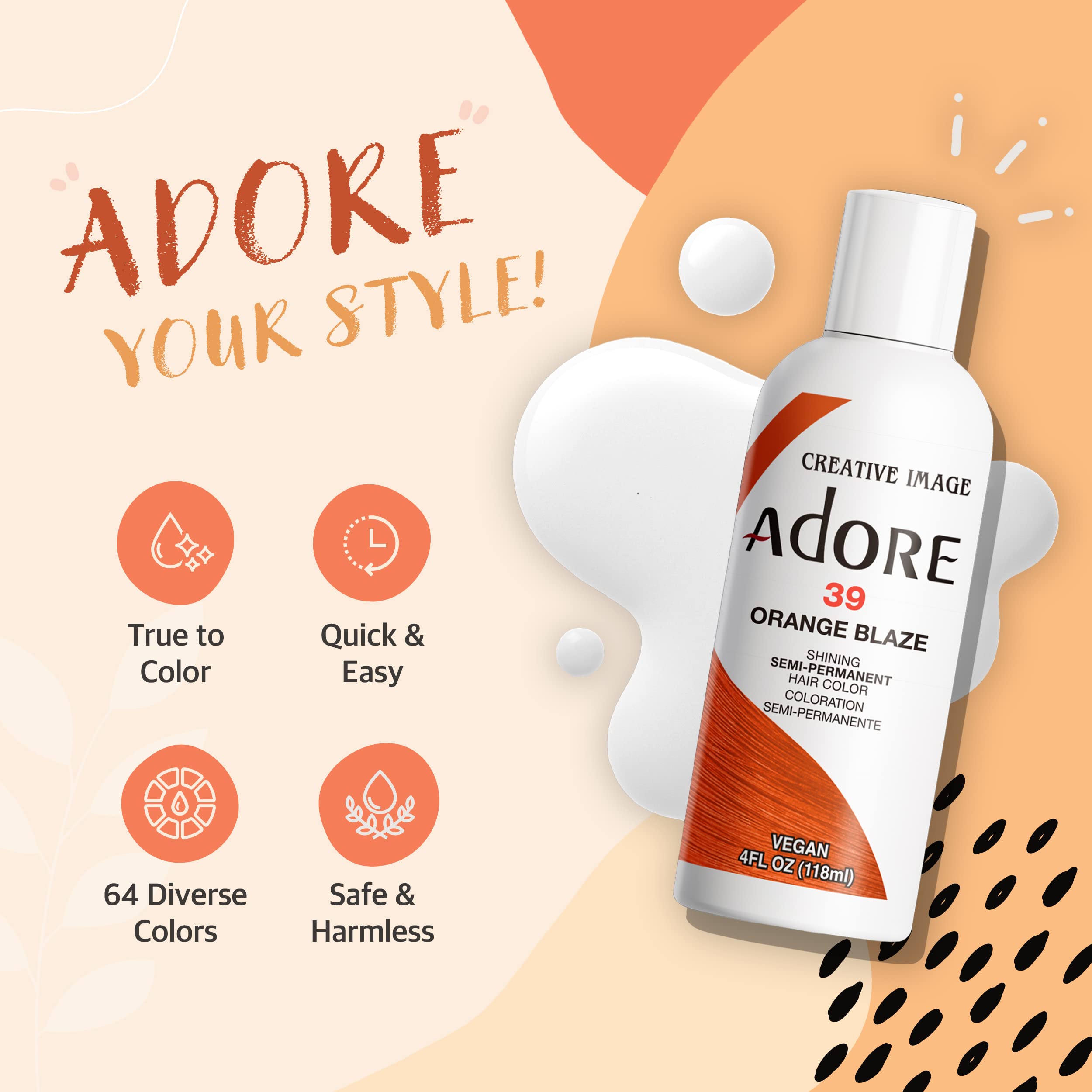 Adore Semi Permanent Hair Color - Vegan and Cruelty-Free Hair Dye - 4 Fl Oz - 010 Crystal Clear (Pack of 1)