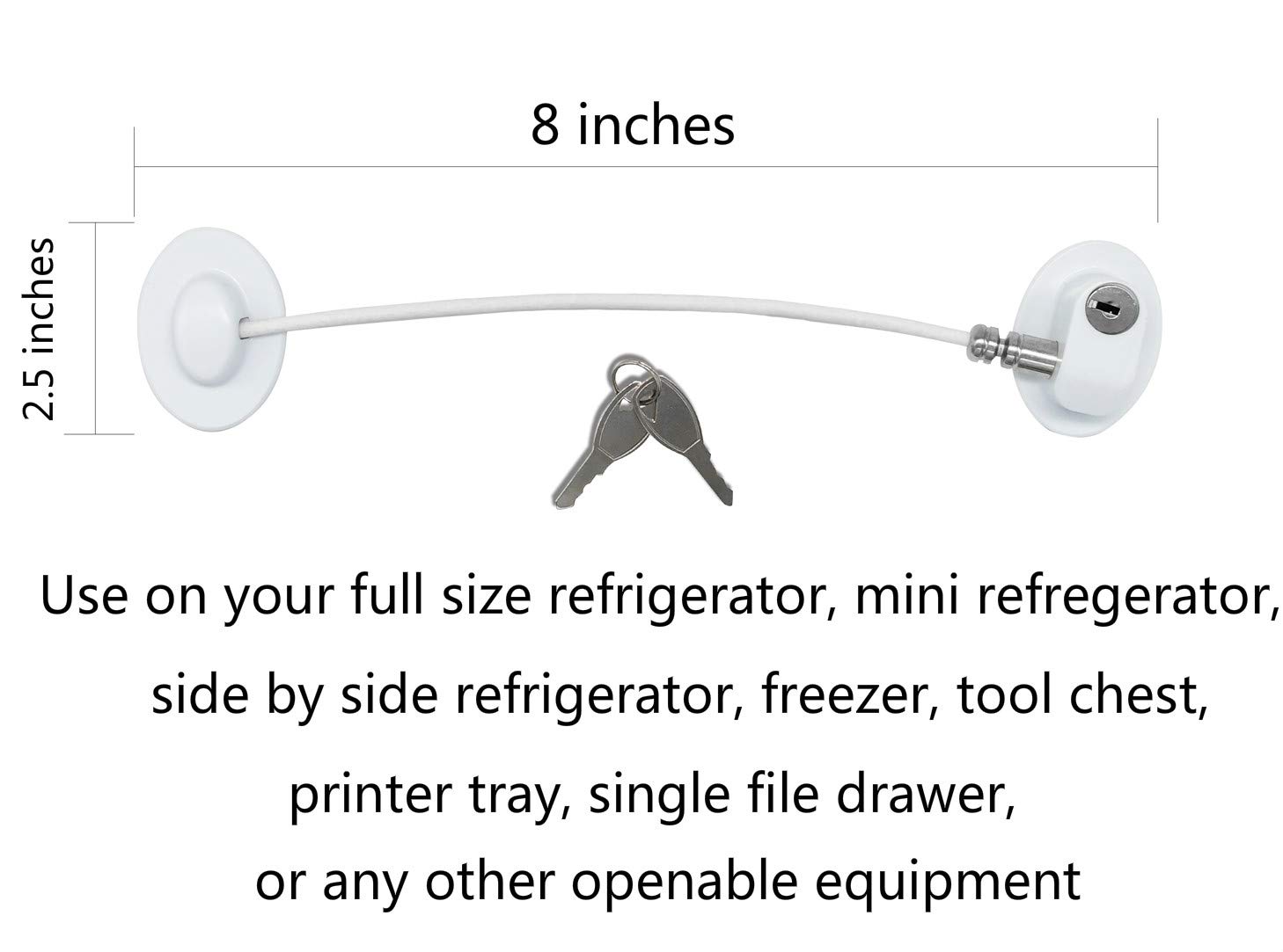 2 Pack Refrigerator Door Locks,Freezer Door Locks,File Drawer Cabinet Locks by REZIPO White with 4 keys