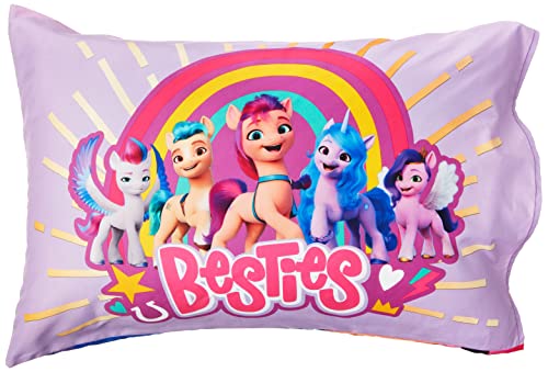 My Little Pony Every Pony Can Make a Difference 4-Piece Toddler Bedding Set - Includes Quilted Comforter, Fitted Sheet, Top Sheet, and Pillow Case, Pink + Purple for Toddler Girls Bed, 28" x 52"
