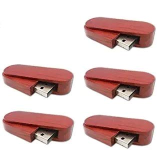 5 Pack Rotate Red Wood 2.0/3.0 USB Flash Drive USB Disk Memory Stick with Wooden (3.0/8GB)