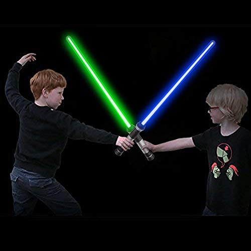 Beyondtrade 2-in-1 Lightsabers for Kids Anti-Breaking LED Light up Sword FX Dual Saber with Sound (Motion Sensitive) for Galaxy War Fighters Halloween Costume Accessories Xmas Presents
