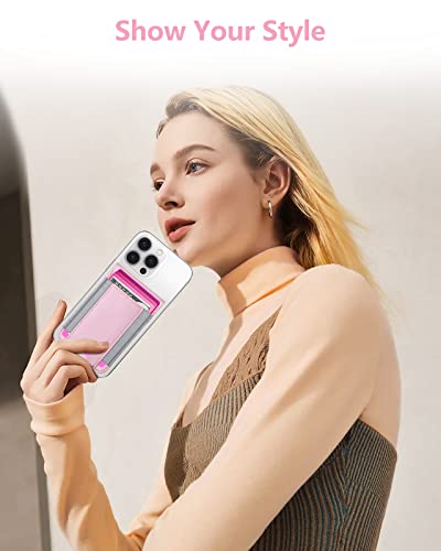 2-in-1 Magnetic Wallet, Up-grade with iPhone Wallet and Adjustable Stand, Open ID Window, Magnetic Wallet for iPhone 14 Pro Max/14 Pro/14/14 Plus/13/12 Series, 9 Cards Holder, Vegan Leather, Pink