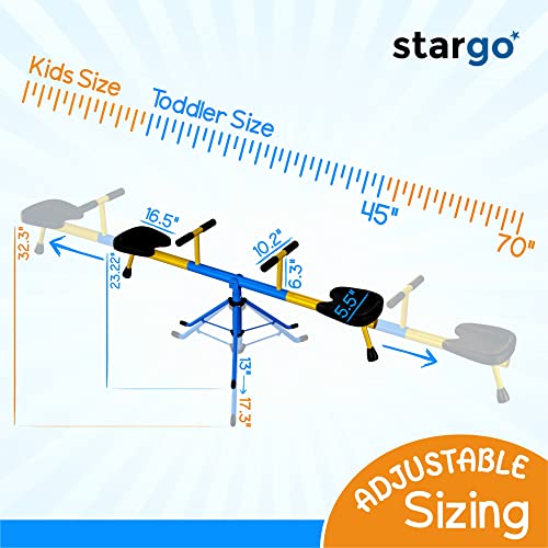360 Swivel Spinning Seesaw for Kids, Teeter Totter with Adjustable Frame 46-70β, Indoor or Outdoor Playground Equipment