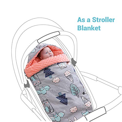 AIMIUKIDS Baby Sleeping Bag Infant Stroller Receiving Dream Blanket with Anti-Shock Soft Minky Dot for 0-12 Month Baby Winter,Forest,Grey