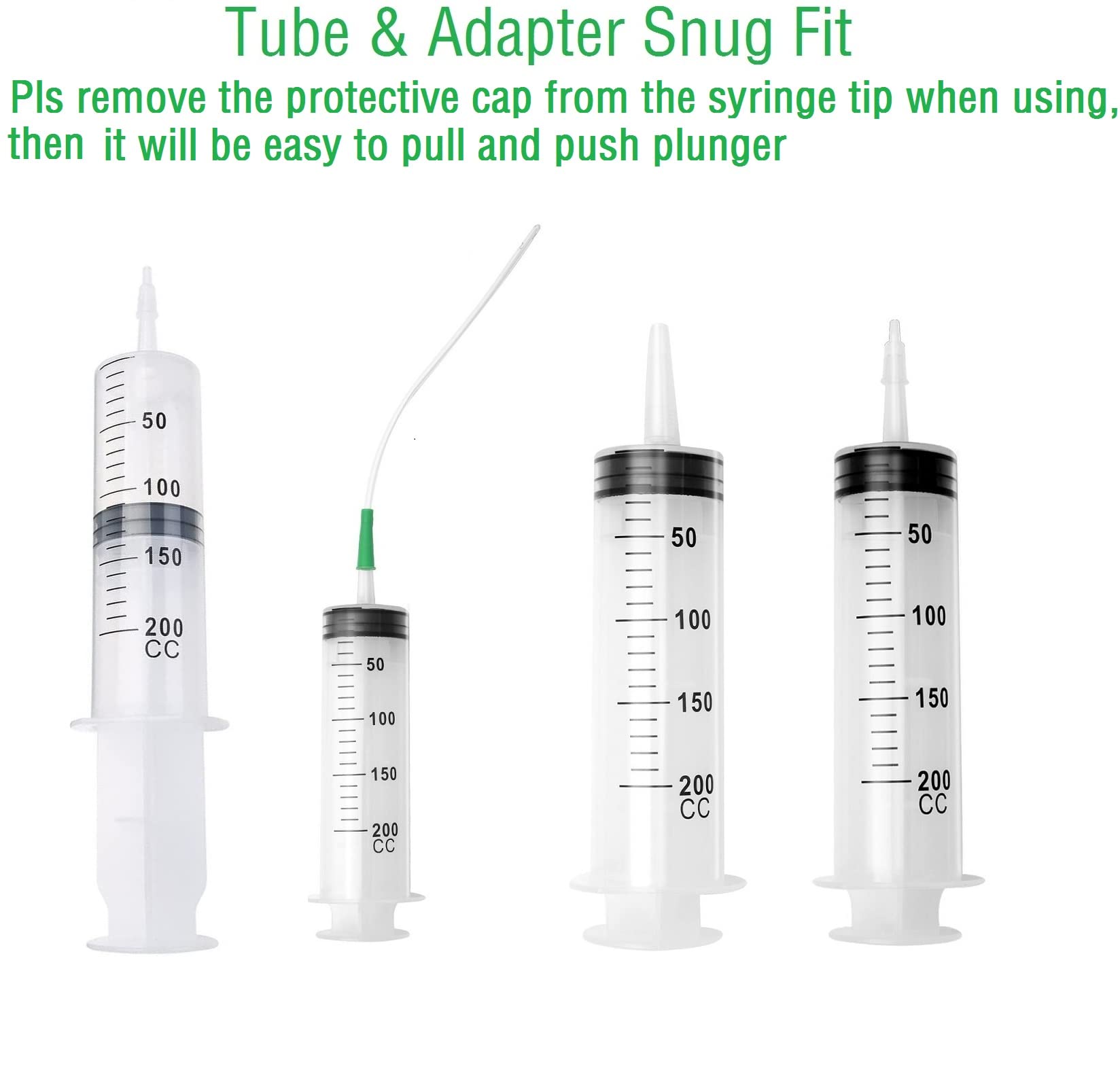 200ml Large Plastic Syringe with Tubing Tip Cap for Liquid Jello Shots Oral Lip Gloss Crafts Epoxy Feeder Pet Watering Party Enema Irrigator Measure Refill Oil Glue Applicator Dispenser without Needle