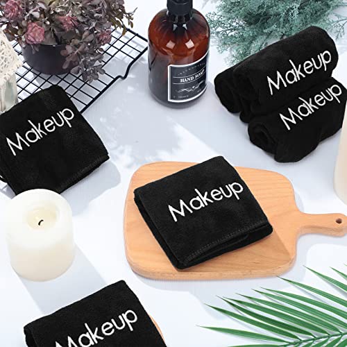 30 Pcs Microfiber Makeup Washcloths 13 x 13 Inch Makeup Remover Towels Black Remover Towels Reusable Soft Makeup Remover Cloth Absorbent Removers Washcloths Makeup Washcloths with Embroidery for Women