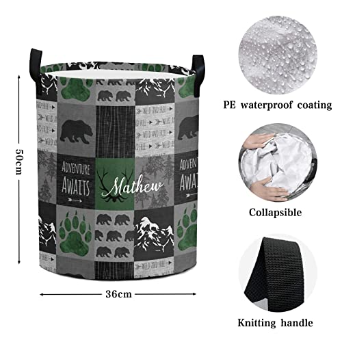 Adventure Bears Personalized Laundry Basket ,Custom Foldable Storage Bins Laundry Hamper for Nursery Pet Toys Clothes