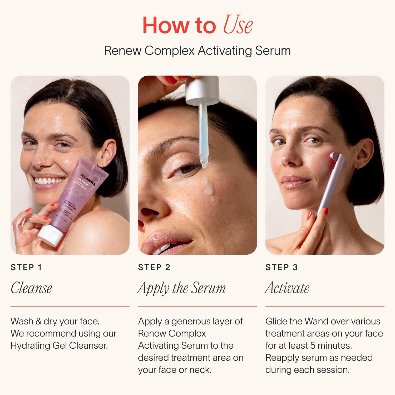 Solawave Renew Complex Serum for Face & Neck | Boost the Effects of Solawave Facial Wand | Red Light Therapy for Face & Microcurrent Facial Device for Anti-Aging & Skin Tightening | Solawave Original