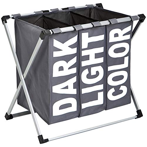 Amazon Basics Triple Laundry Basket Hamper, Dark Grey