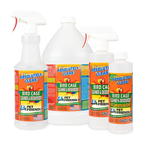 Absolutely Clean Amazing Bird Cage Cleaner and Deodorizer - Just Spray/Wipe - Safely & Easily Removes Bird Messes Quickly and Easily - Made in The US (16 Fl Oz (Pack of 2))
