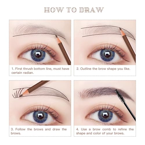 LSxia Waterproof Eye-Brows Pen-cil Set, Pull Cord Peel-off Eyebrow Pencil Microblading Eyebrow Pen Supplies Kit, White Eye-Liner Pencil and Eyebrows Tool Tattoo Makeup For Marking (5+1 Dark Brown)