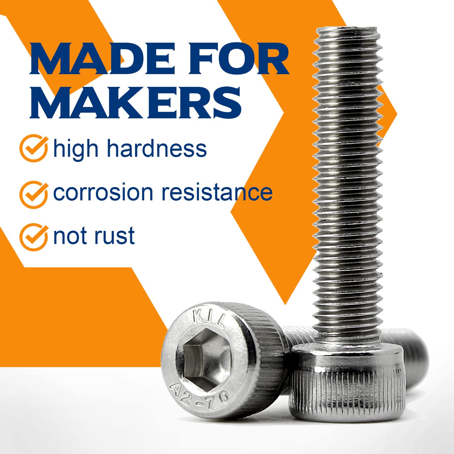 M6-1.0 x 65mm Socket Head Cap Screws Metric, Allen Socket Drive, 304 Stainless Steel (A2-70), Full Thread, Bright Finish, Machine Thread, Quantity 10