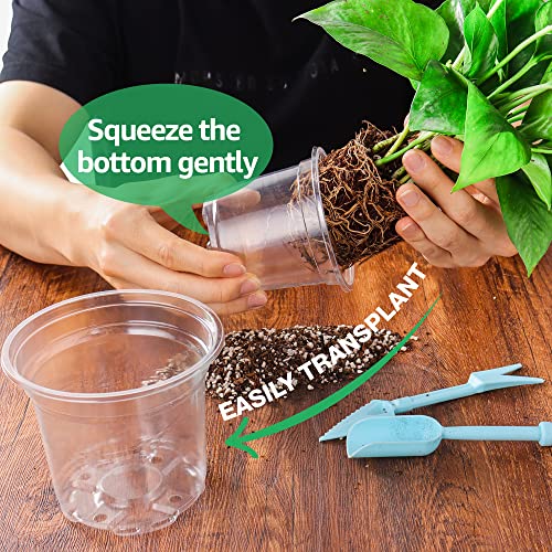 36 Packs 5/4/3.5 Inch Reinforced Clear Nursery Pots with Drainage Hole, Transparent Nursery Pots Variety Pack Plastic Plant Pot Seedling Planter Seed Starter Pots Flower Pot with 20pcs Plant Labels