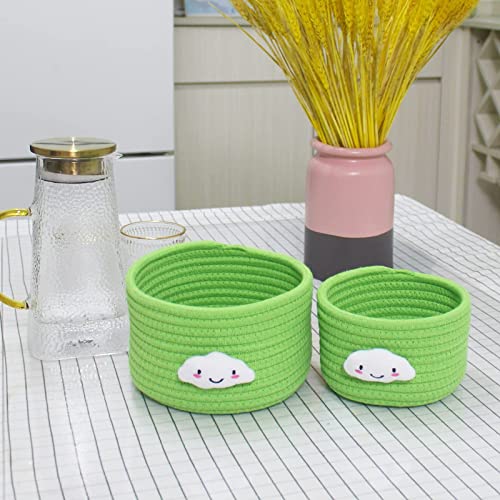 St. Patrick's Day Storage Basket,Lucky Green Decorative Basket Nursery Storage Basket 7.4"*4.7", 5.9"*3.9"(2 Pack)