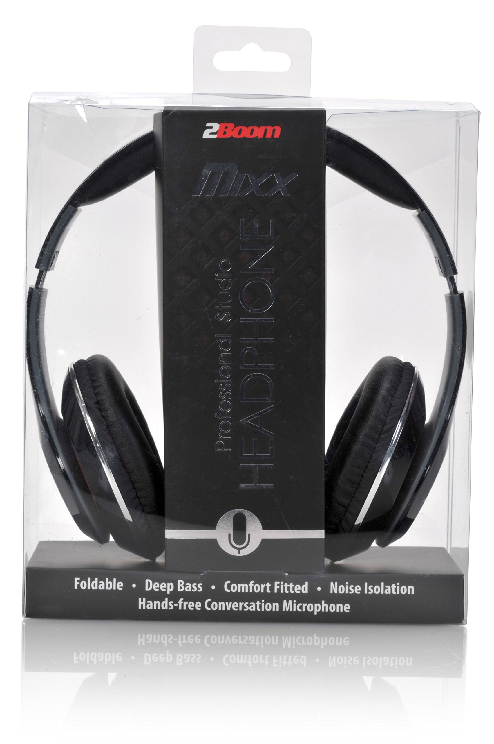 2BOOM MIXX Professional Over Ear Studio Foldable Digital Stereo Bass Wired Headphone Black