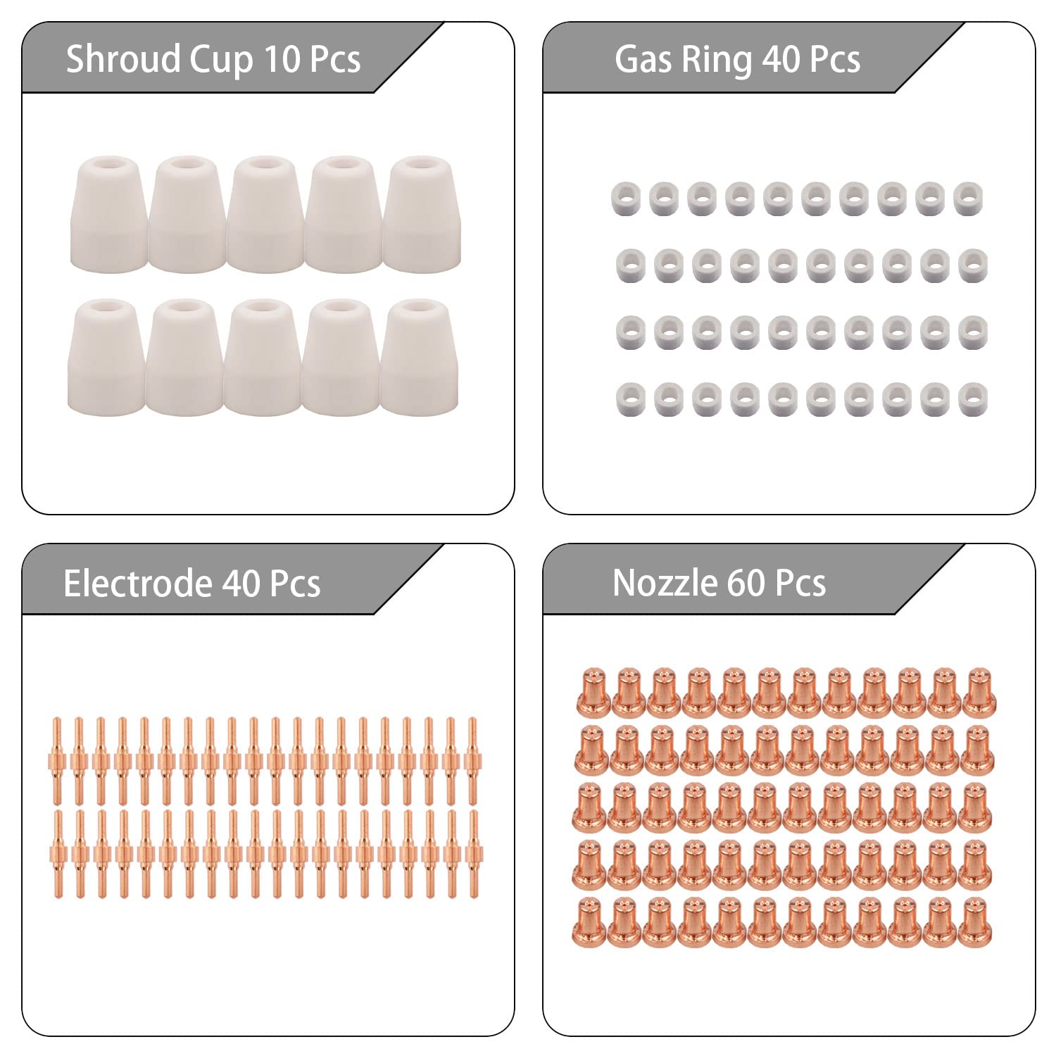 150pcs PT-31 Extended Air Plasma Cutting Nozzle Electrode Consumables Fit CUT-40 CUT-50D CT-312