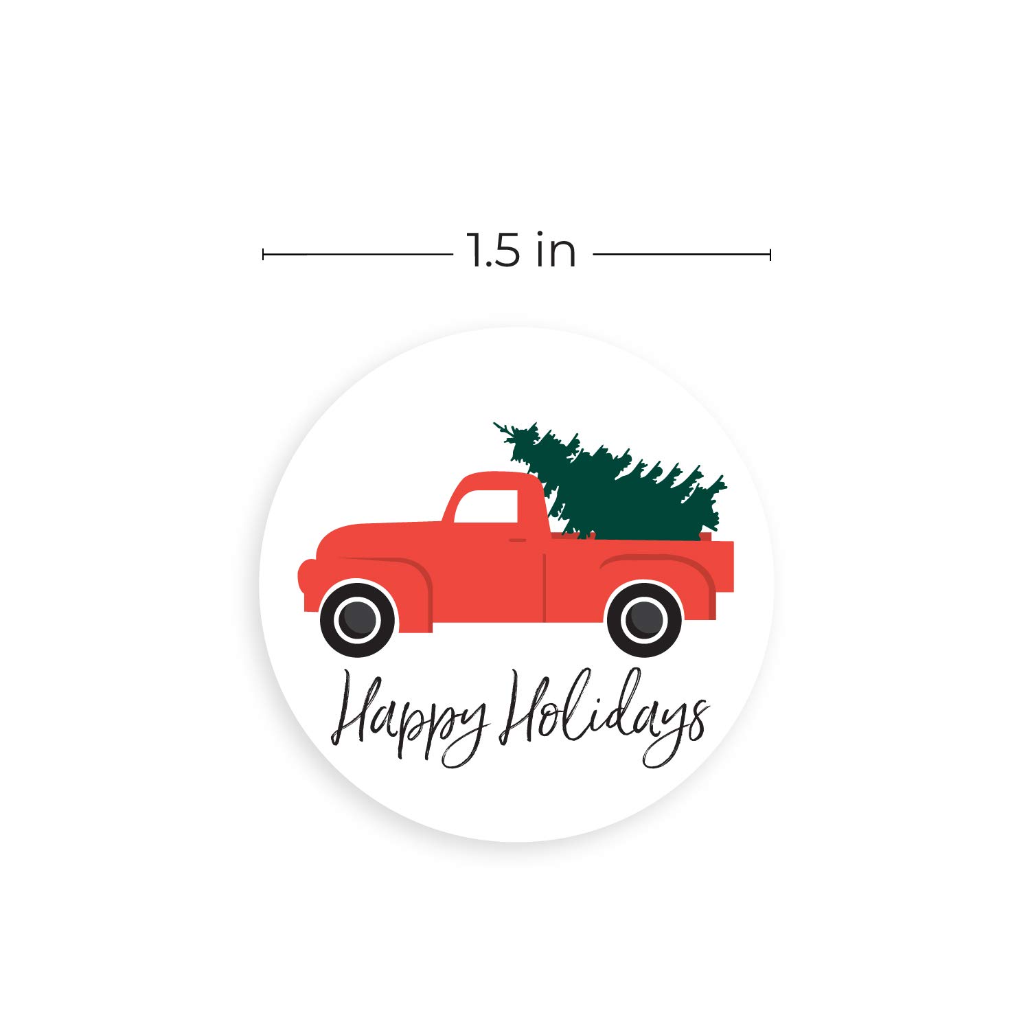 Vintage Trucks Holiday Stickers / 500 Christmas Labels / 4 Winter Evergreen Tree Truck Designs / 1.5" Seasonal Envelope Seals