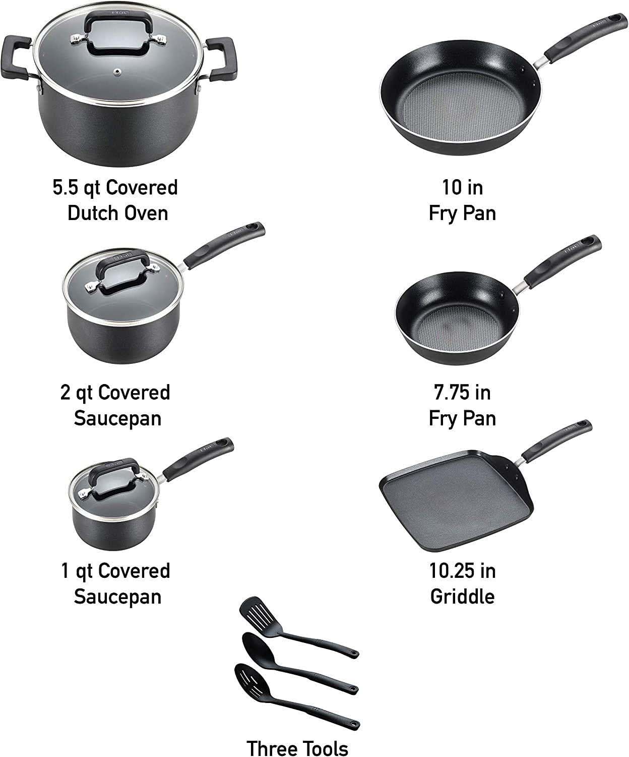 12-Piece Nonstick Pots and Pans Set, Easy Clean & Dishwasher Safe, Elegant Black Finish