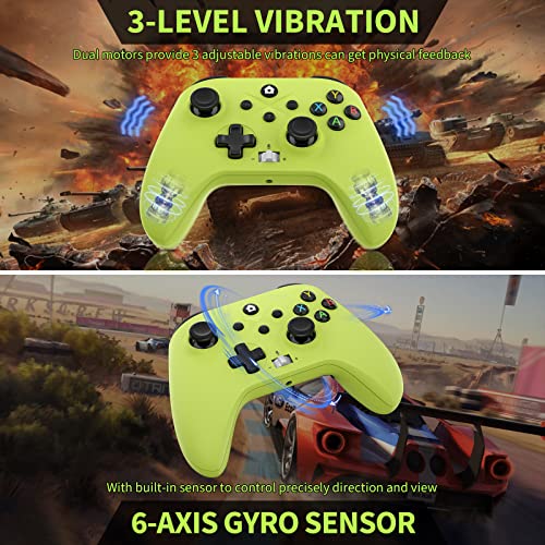 2.4G Wireless Controller Compatible With Xbox Series X/Xbox Series S/Xbox One/Xbox One S/Xbox One X/PC, Built-in 650mAh Rechargeable Battery, Upgraded Joystick, TURBO Function (Green)