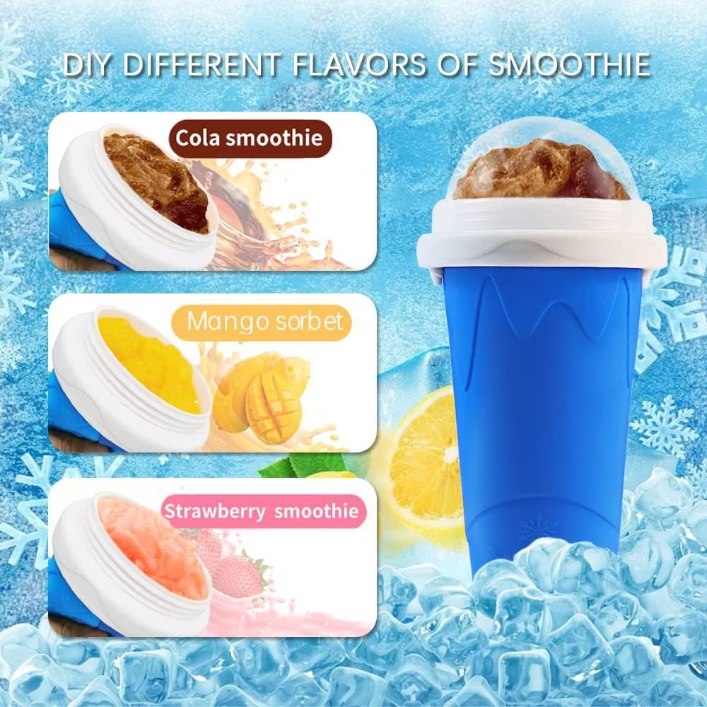 2 Packs Slushie Cup,Slushy Cup,Magic Quick Frozen Smoothies Cup,Portable Double Layer Slushy Maker Cup,Slushie Maker Cup with Straw and Spoon,Gift for Everyone