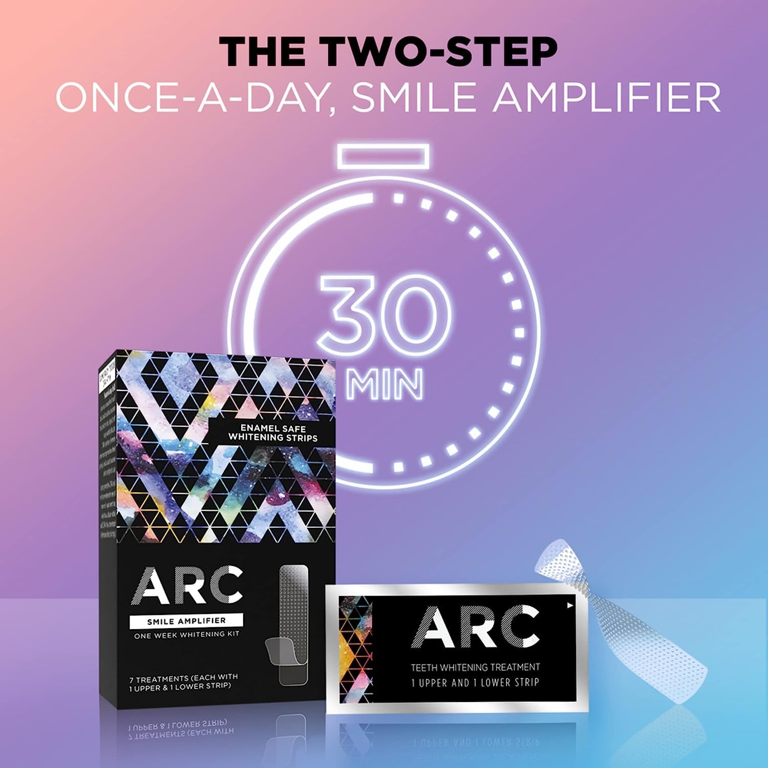 ARC Teeth Whitening Strip Kit, Smile Amplifier Kit, 14 Strips (7 Count Pack)