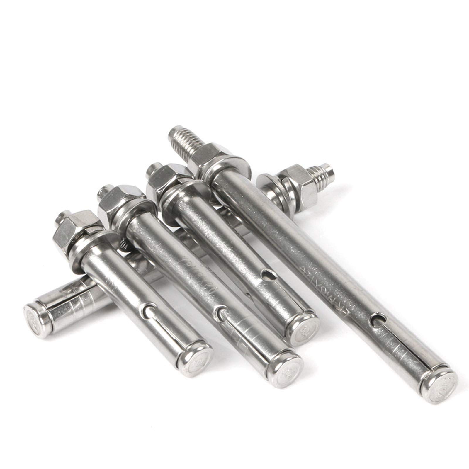 4 Pcs M10 x 80mm 304 Stainless Steel Expansion Bolt External Hex Expansion Screw Bolt Sleeve Anchor,Pool Safety Cover Expansion Bolts,for Concrete